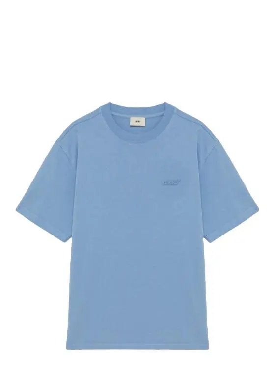 AUTRY Embroidered-logo Cotton T-shirt - Washed Blue