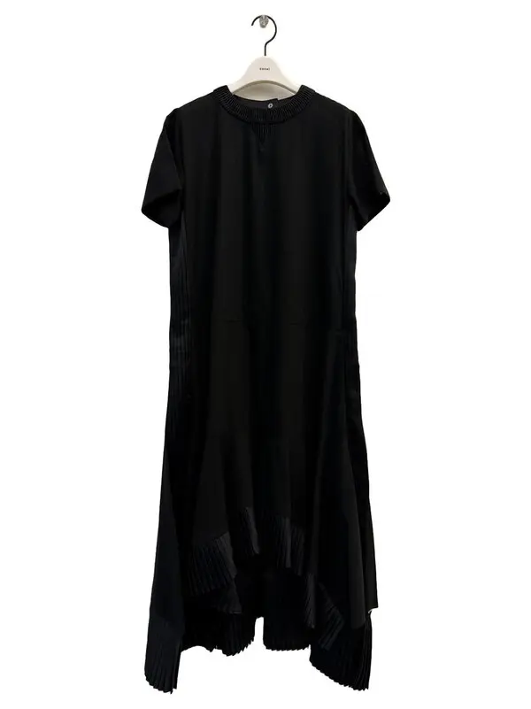 Sacai Ruffled Asymmetric Crewneck Dress - Black