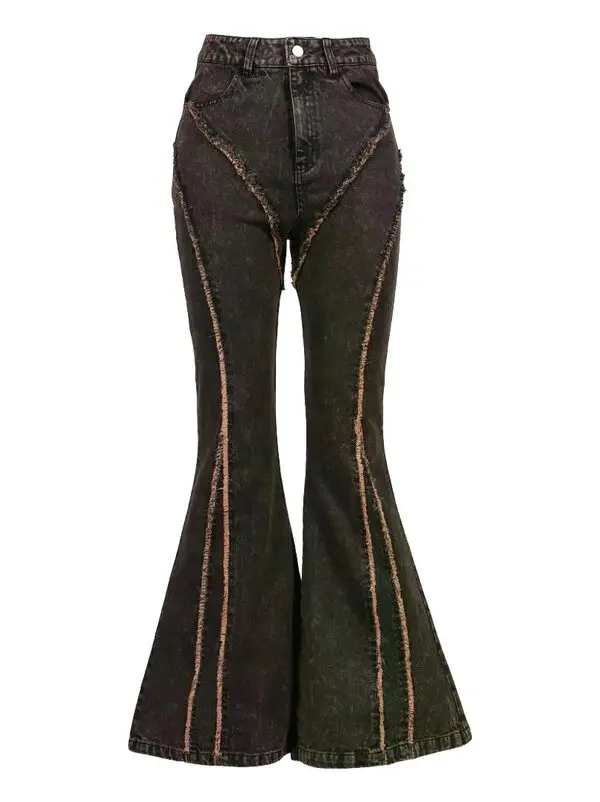 VIVAMUS Frayed-seam Flared Jeans - Black
