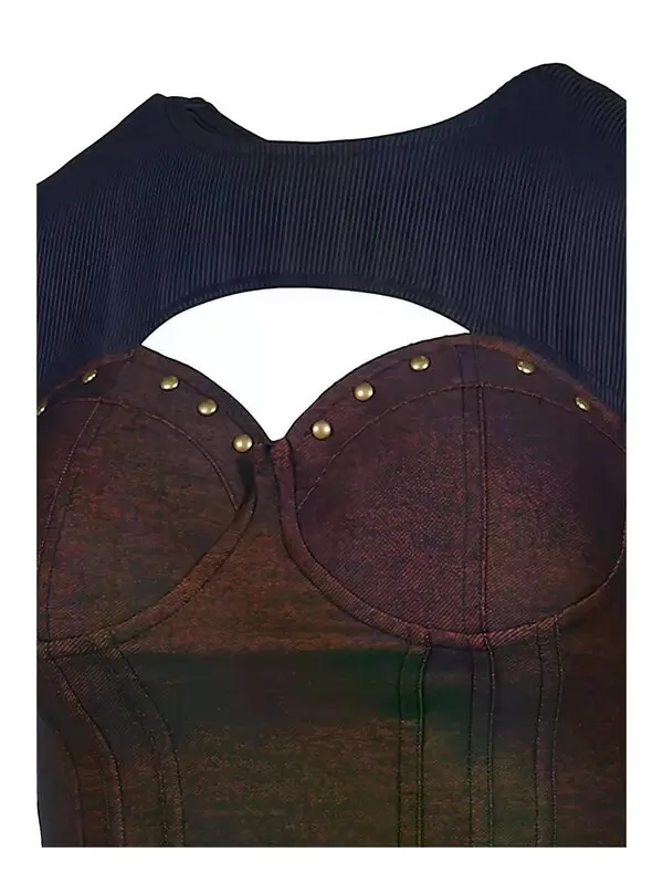 VIVAMUS Stud-embellished Panelled T-shirt - Orange