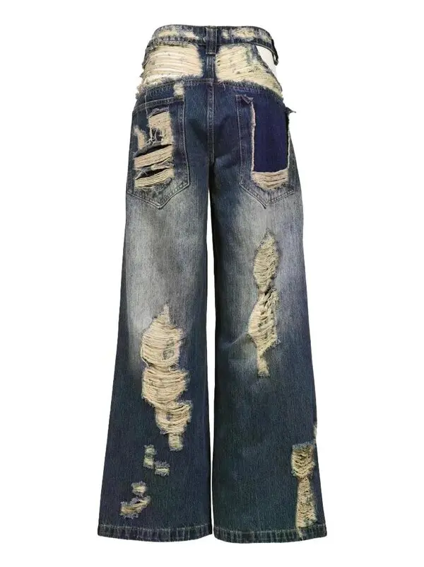 JADED LONDON Colossus Cut-out Distressed Jeans - Blue