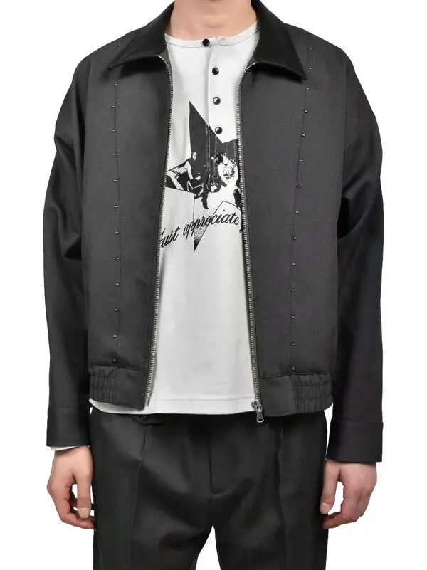 CEDARWOOD Studded Wool Bomber Jacket - Grey