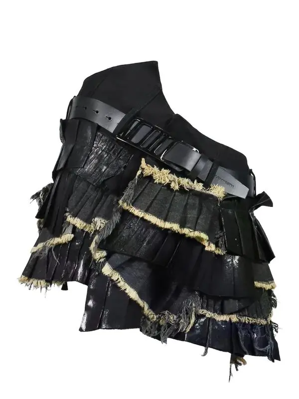 ONRUSH Asymmetric Layered Mini Skirt - Black
