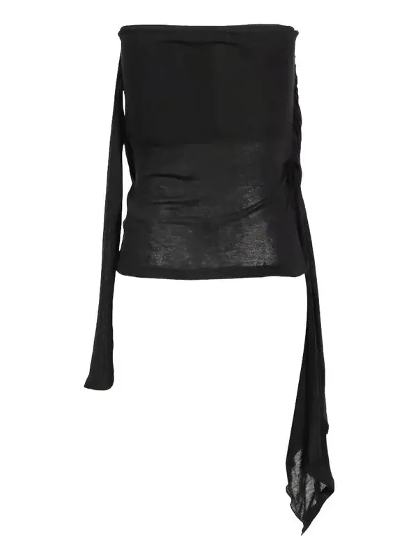 BOHEMSEO Signature Twist-drape Tube Strapless Blouse - Black
