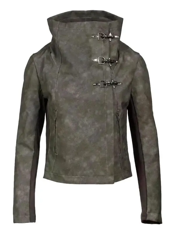 JADED LONDON Cera Clasp Funnel-neck Jacket - Grey