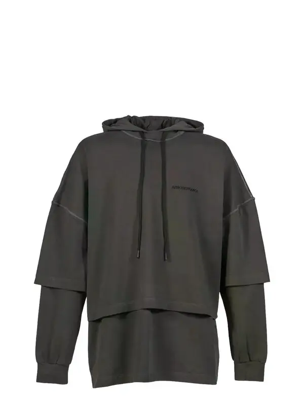 ARNODEFRANCE Layered-design Logo-print Hoodie - Grey