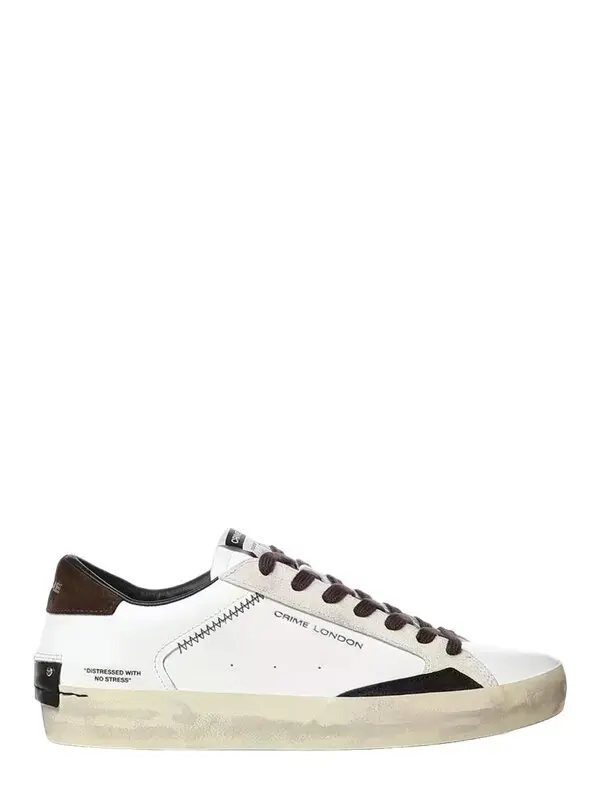 CRIME LONDON Distressed Leather Sneakers - White