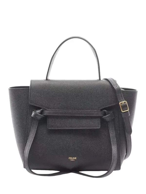 Celine 2000-2026 Nano Grained Calfskin Belt Bag Satchel - Black