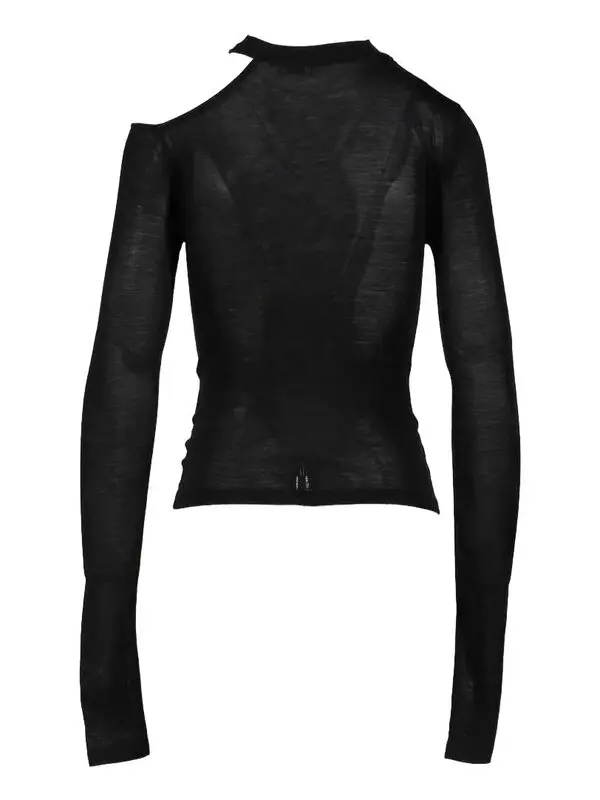 VIVAMUS Gathered Cold-shoulder T-shirt - Black