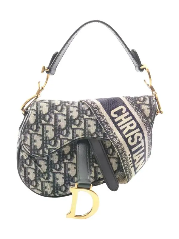 Dior 2000-2026 Mini Oblique Canvas Saddle Bag Satchel - Blue