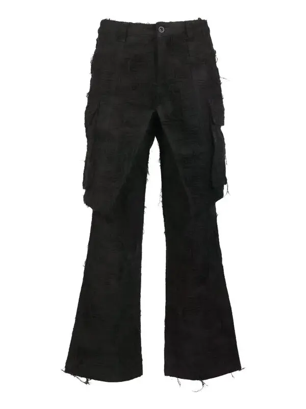 TROUBLED WATERS Double-layer Distressed Cargo Pants - Black