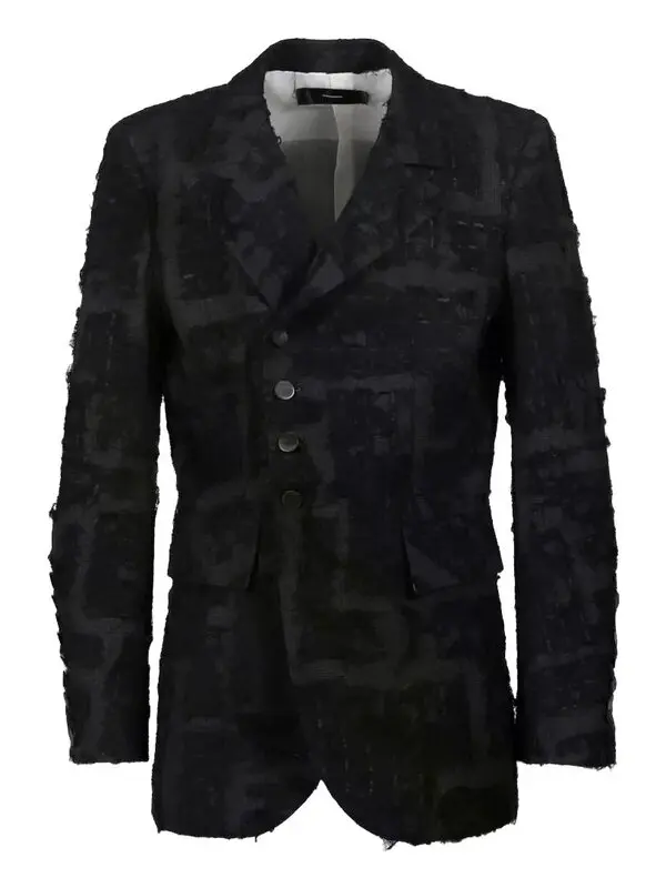 MINUS Distressed Checked Tailored Blazer - Black