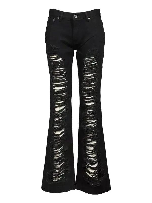 BOHEMSEO Distressed Semi-bootcut Jeans - Black