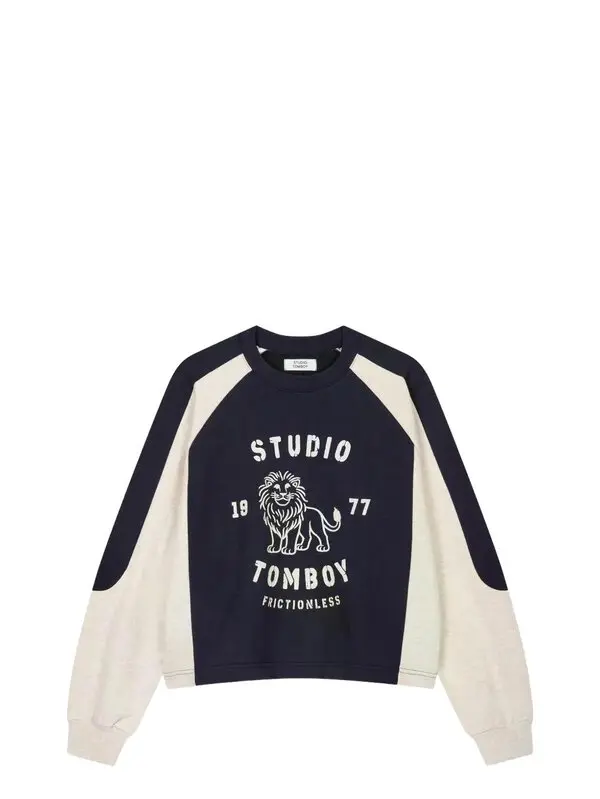 STUDIO TOMBOY Lion-print Raglan-sleeve Sweatshirt - Blue