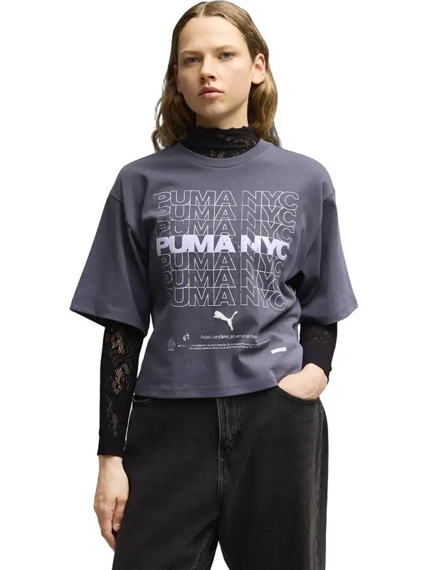 PUMA Nyc Oversized Graphic T-shirt - Gray