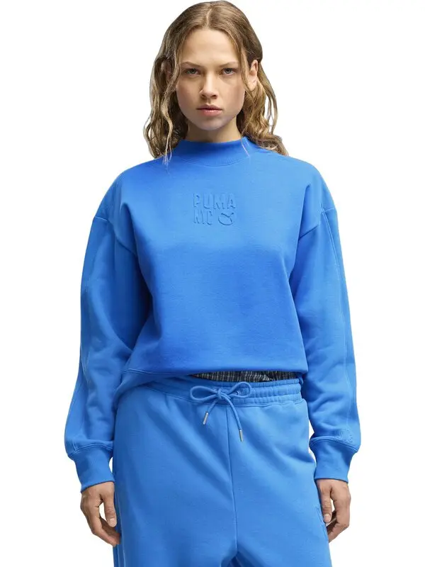 PUMA Nyc Mock Neck Fleece Sweatshirt - Blue