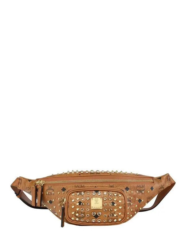 Mcm Fursten Crystal Visetos Belt Bag - Cognac