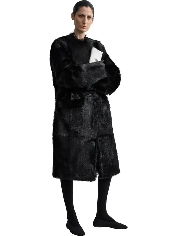 TOTEME Structured Shearling Coat - Black