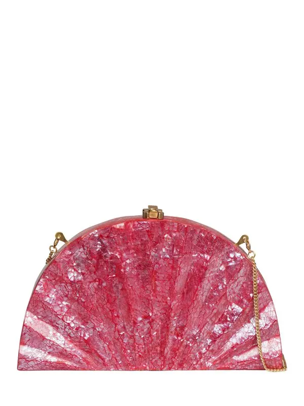 Rocio Fandango Crimson Shell Clutch - Red
