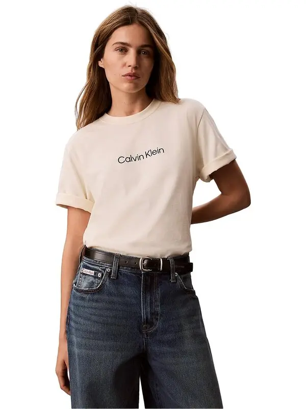 Calvin Klein Standard Logo Boxy Fit Crewneck T-shirt - Calico