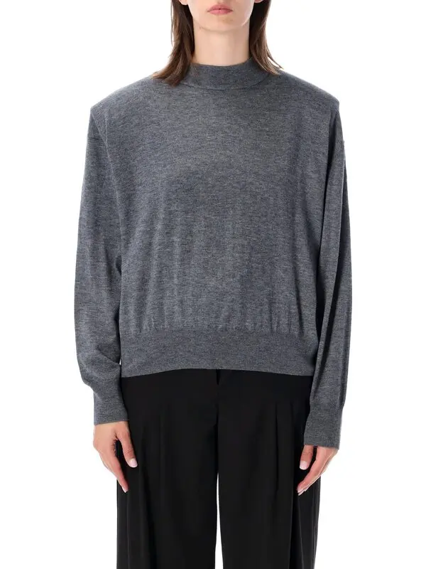 THE FRANKIE SHOP Wool-blend Turtleneck Sweater With Detachable Shoulder Pads - Grigio