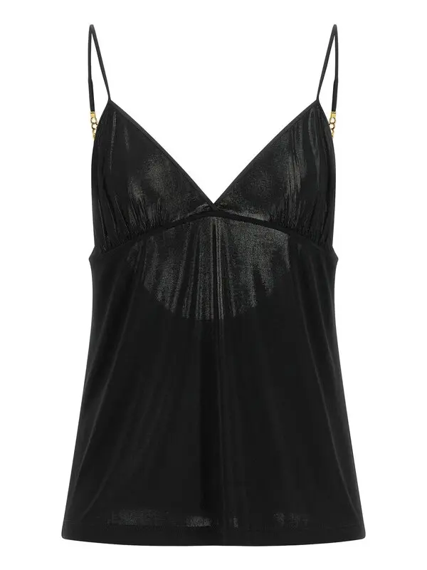 Saint Laurent V-neck Top With Cassandre Metal Detail - Nero