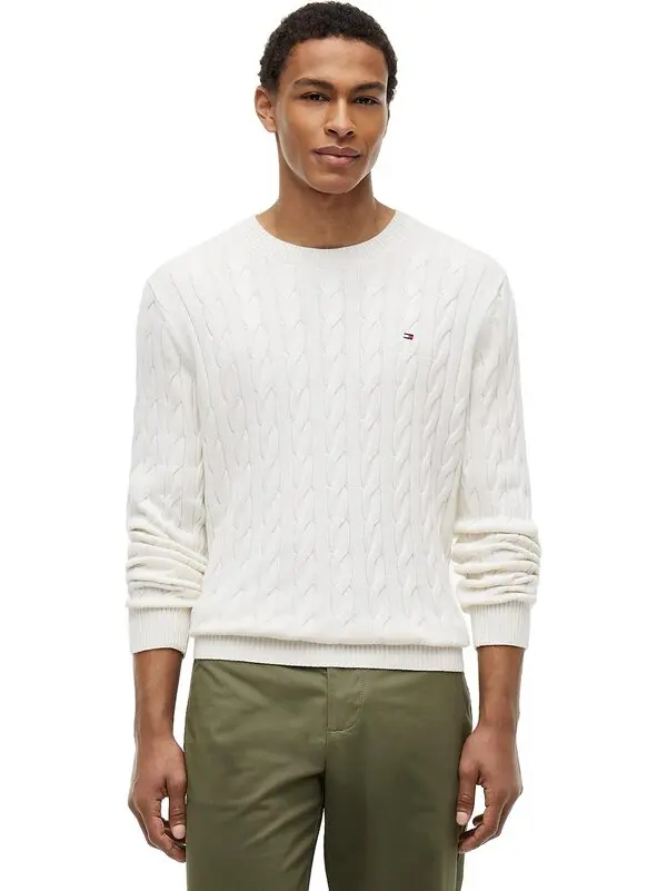 Tommy Hilfiger Cable Knit Crewneck Pullover - Ivory