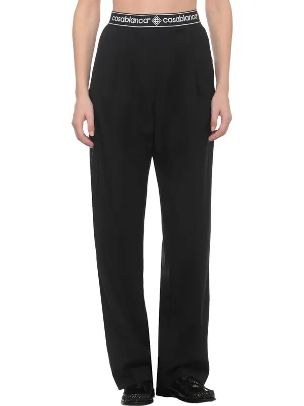 Casablanca High-waisted Palazzo Trousers In Organic Cotton - Black