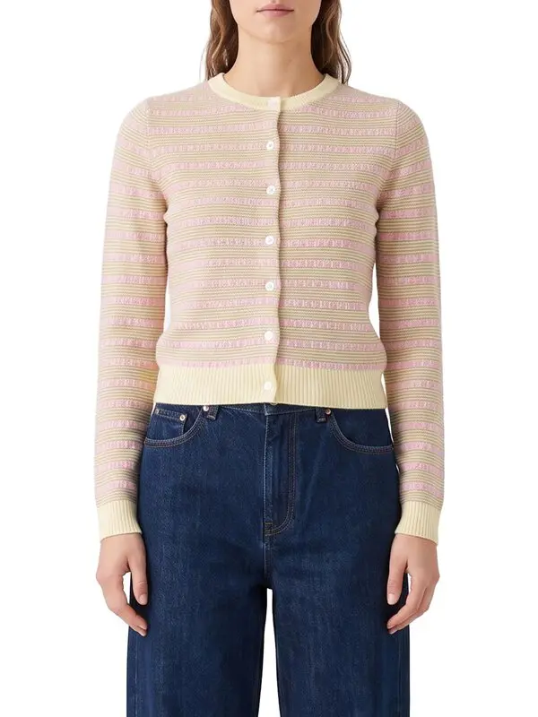 Guest In Residence Striped Cashmere Cardigan - Beige