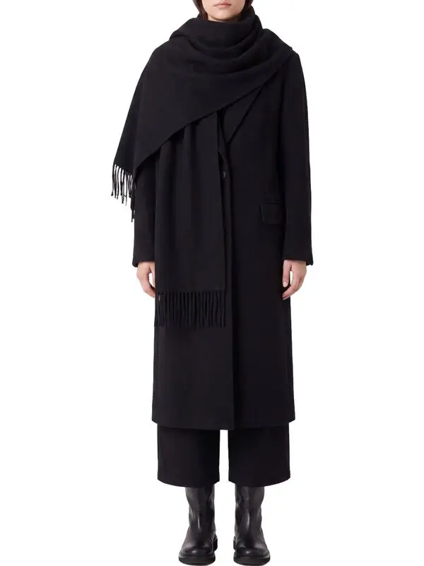 Attico Relaxed Fit Wool And Cashmere-blend Long Coat - Black