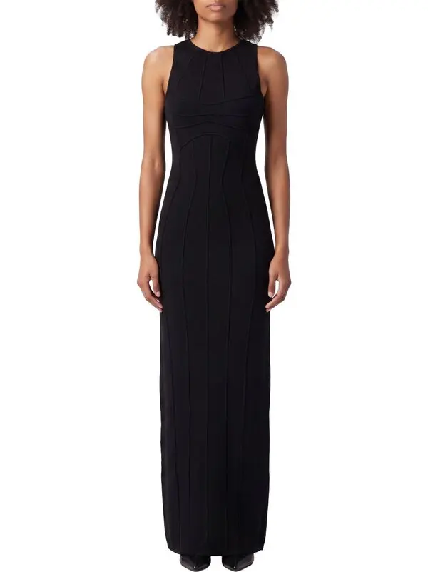 Attico Off-the-shoulder Slim Fit Jersey Sheath Midi Dress - Black