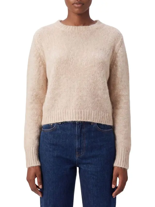 Avant Toi Cashmere And Silk Abstract Pattern Crewneck Jumper - Beige