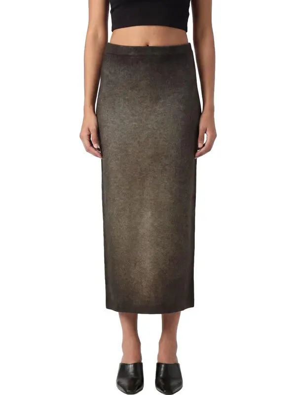 Avant Toi Wool And Cashmere Knit Midi Pencil Skirt With Elastic Waist - Green