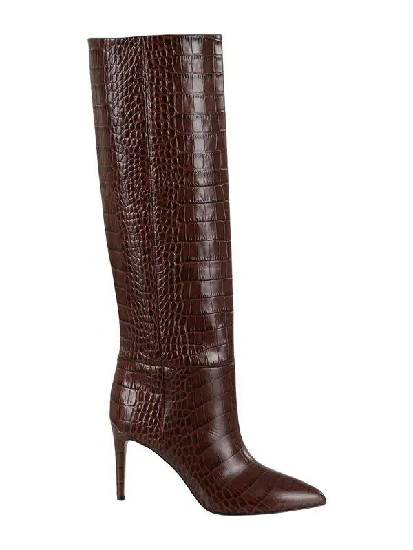 Paris Texas Croc-effect Knee-high Boots - Ebony
