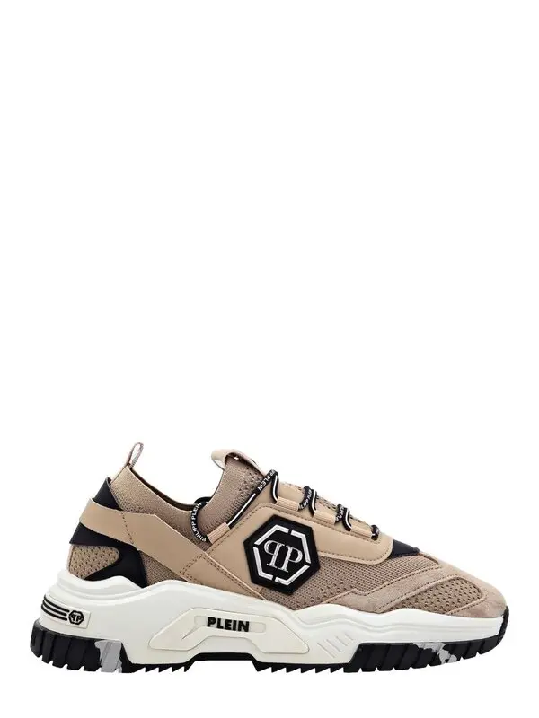 Philipp Plein Predator Suede Monogram Sneakers - Beige