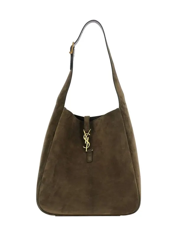 Saint Laurent Le 5 À 7 Suede Calfskin Shoulder Bag With Pouch - Green