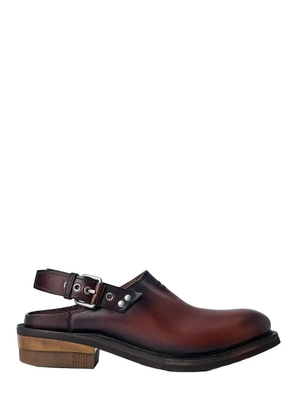Miu Miu Foule Leather Mules - Brown