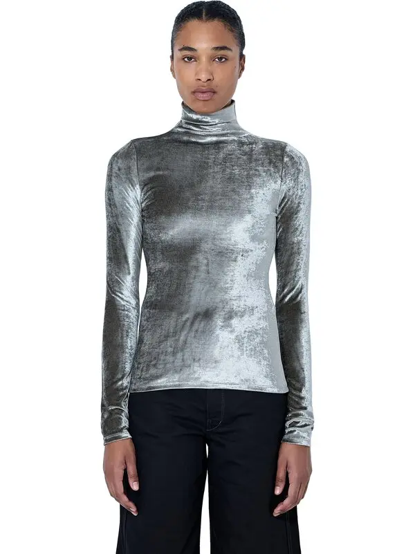 LEMAIRE Fitted High Neck Top - Silver