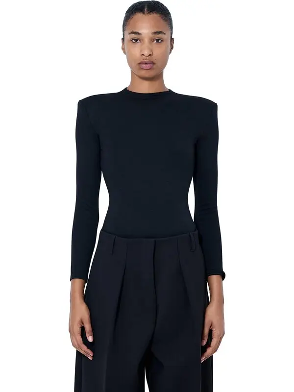 JIL SANDER Wool Bodysuit With Long Sleeves - Black