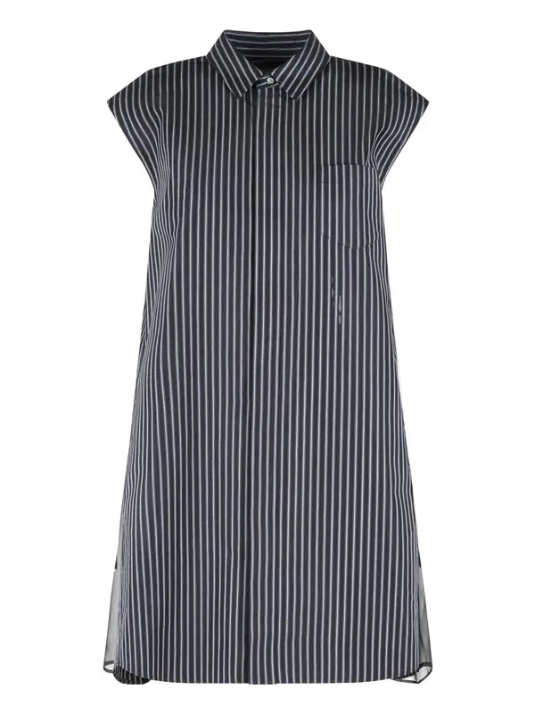 Sacai Cotton Blend Striped Dress - Blue