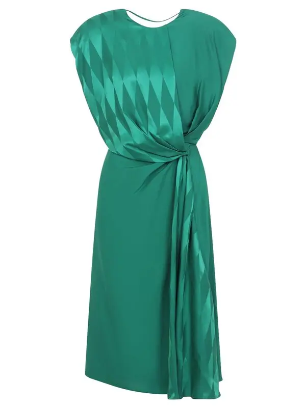 Versace Satin Cocktail Dress - Green