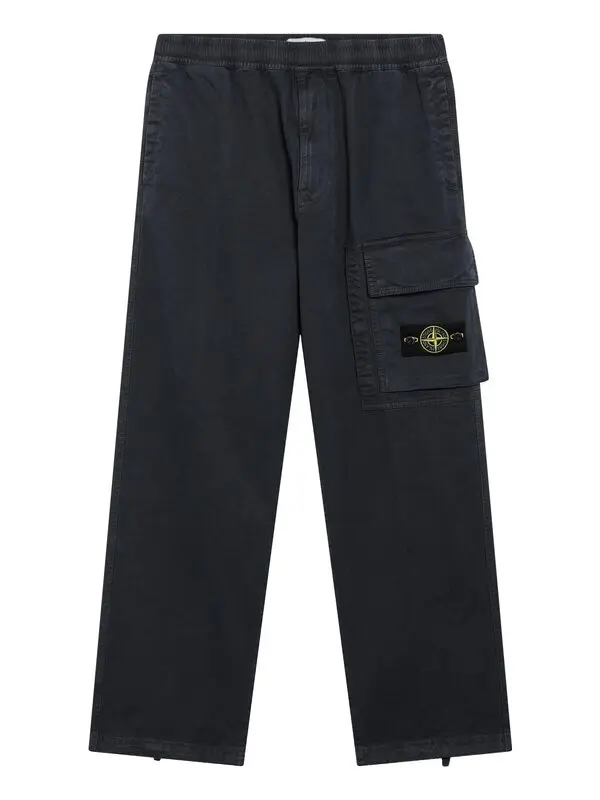 Stone Island Navy Cotton Jogger Pants - Blue