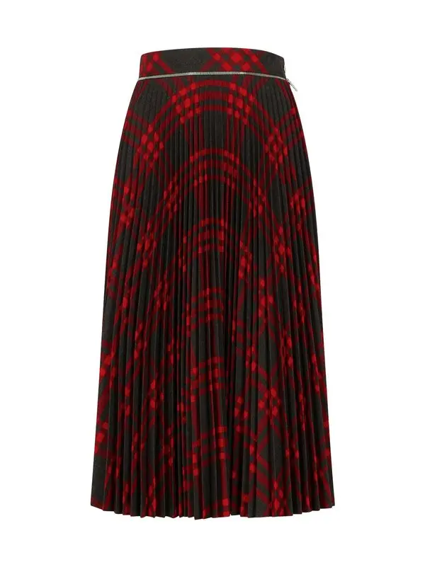 Burberry Check' Long Wool Blend Skirt - Multicolor