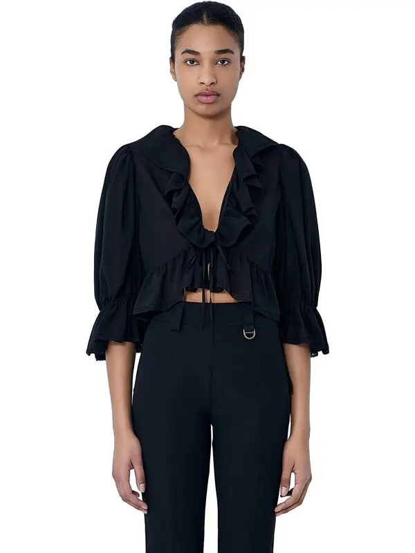 Chloé Ruffled-detail Silk Blouse - Black