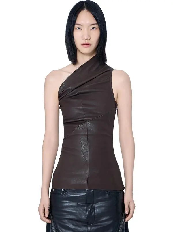 Rick Owens Athena One-shoulder Tank Top - Brown