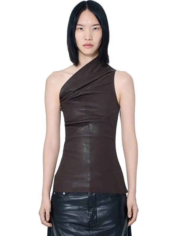 Rick Owens Athena One-shoulder Tank Top - Brown