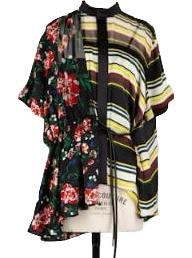 Sacai Striped And Floral Asymmetrical Blouse - Multicolor