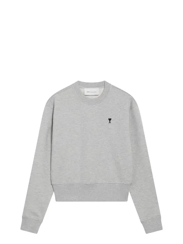 AMI Paris De Coeur Crewneck Sweatshirt - Gray