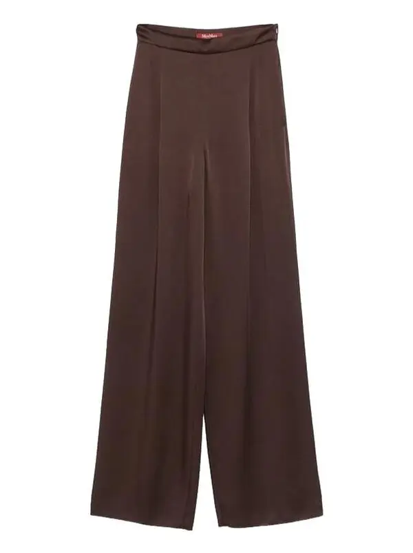 Max Mara Satin Finish Wide Leg Trousers - Brown