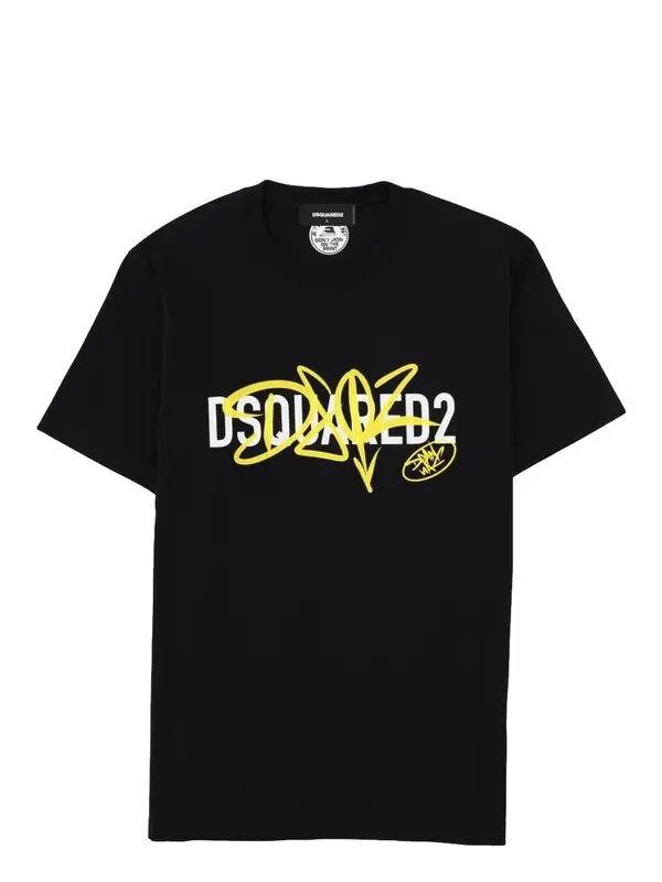 Dsquared2 T-shirt Con Stampa E Logo - Black